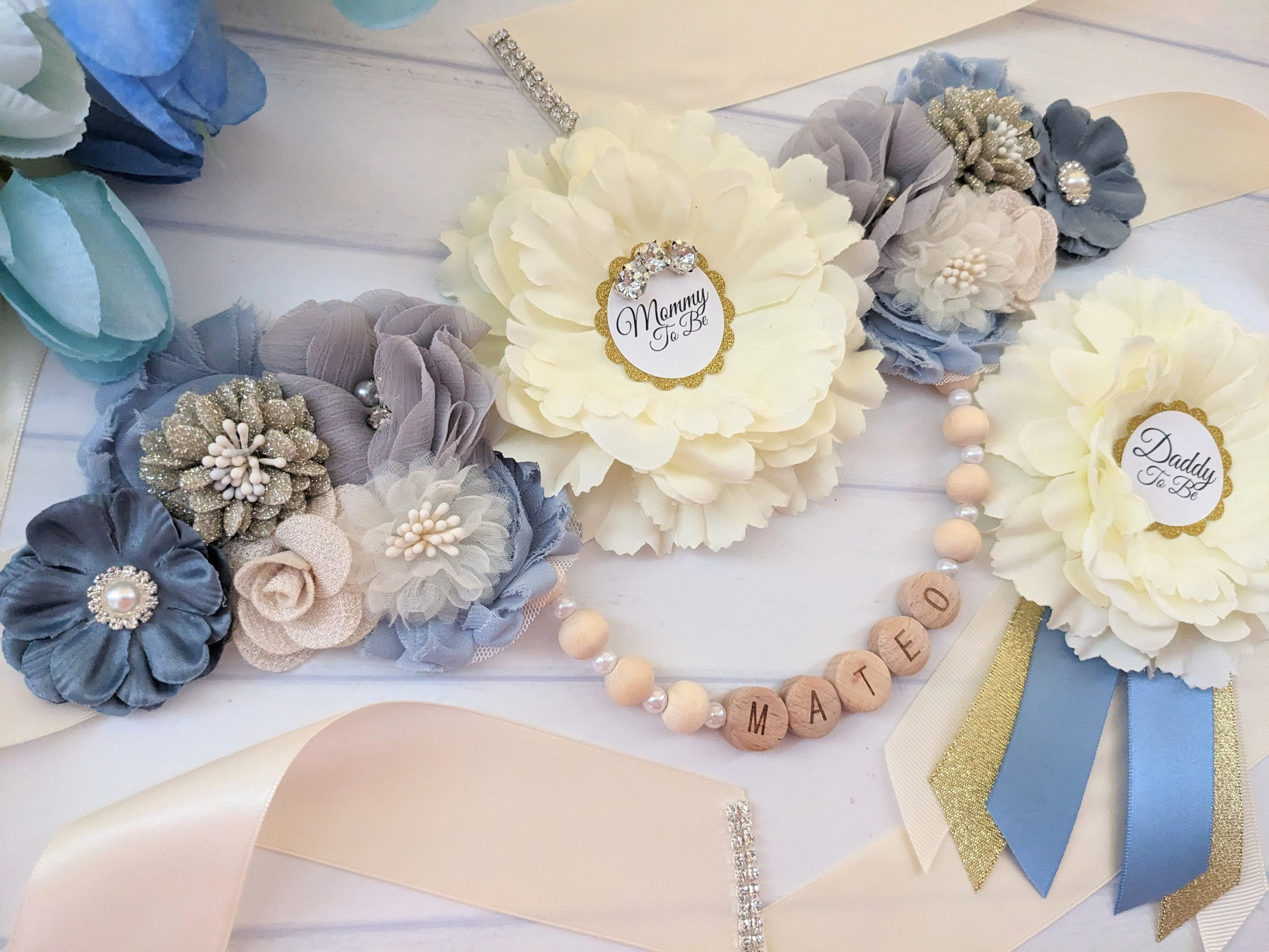 Dusty Blue Mommy to Be Maternity Bump Sash for Pregnant Expecting Mom ...