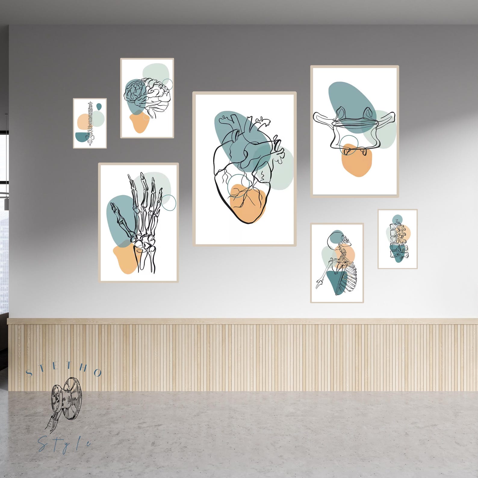 Human Anatomy Medical Wall Art Canvas Prints for Clinic Doctors Office ...