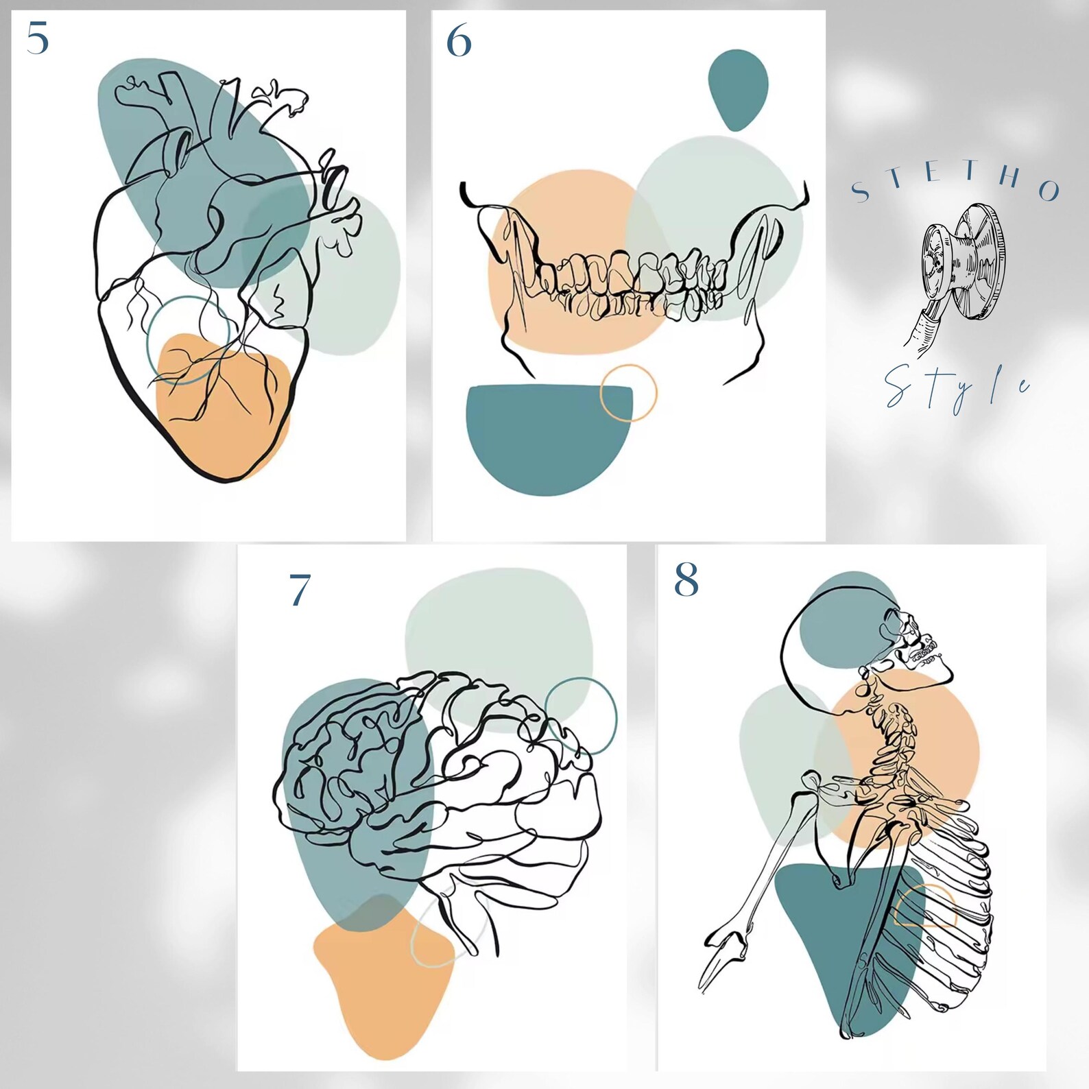 Human Anatomy Medical Wall Art Canvas Prints for Clinic Doctors Office ...