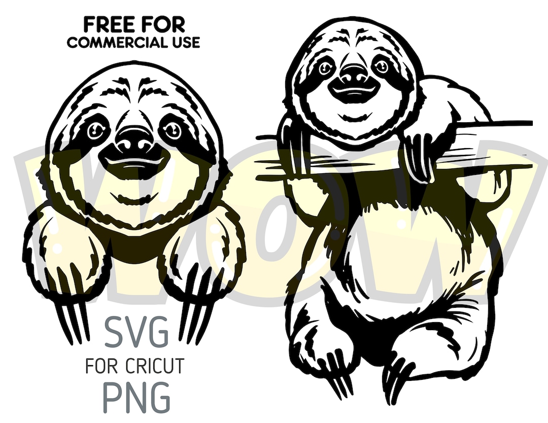 Cute Sloth Svg for Cricut, Baby Sloth Cut File, Digital Illustration ...