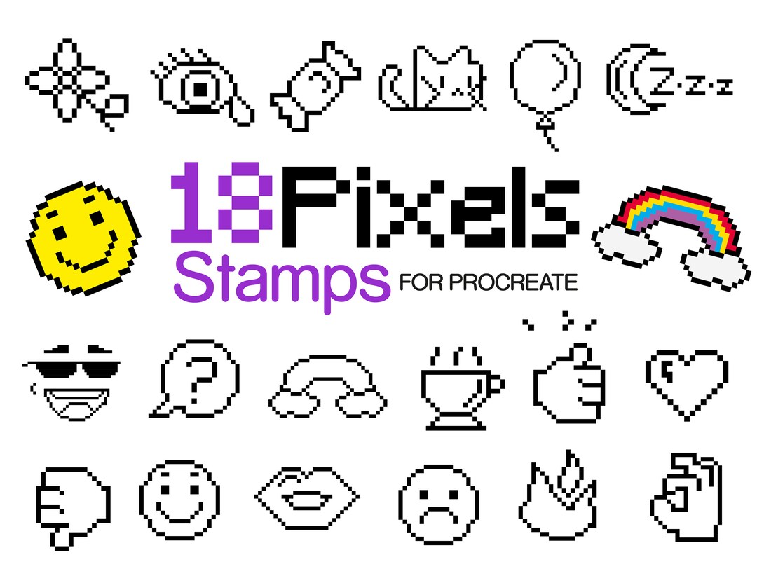 Pixels Stamps Procreate, Pixels Bundle, Pixels Brushes, Pixels Stamps ...