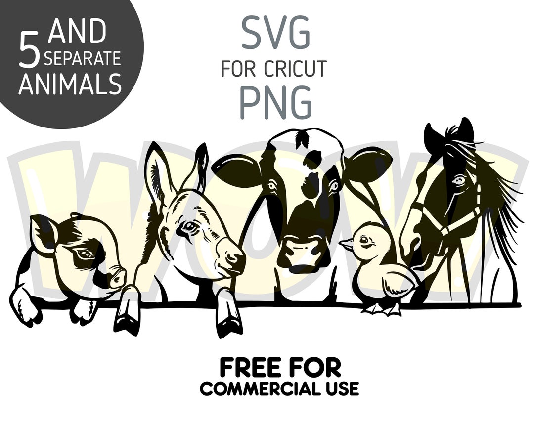Cute Farm Animals Svg Files for Cricut, Pig Svg, Horse Svg, Cow Svg ...