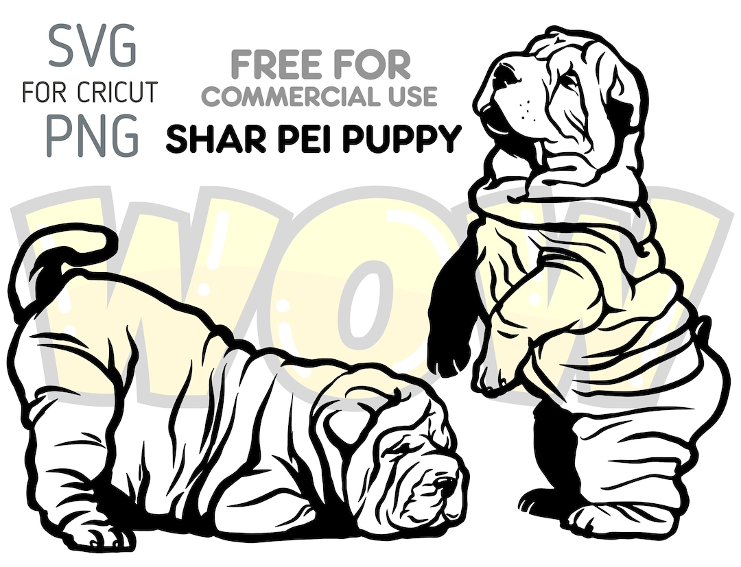 Puppy Shar Pei Svg Cut File, Cute Dog Svg Files for Cricut, Shar Pei ...