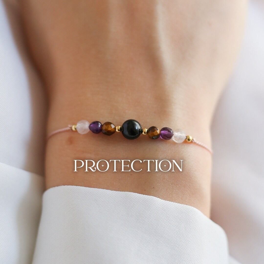 Protection Crystal Bracelet Black Tourmaline, Protection for Empaths ...
