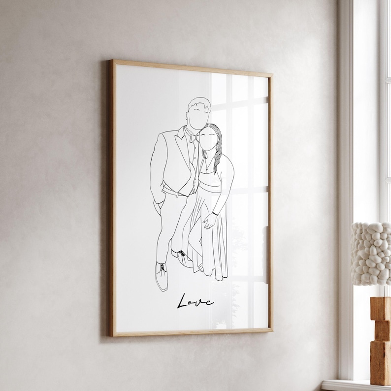 Custom Faceless Couple Portrait From Photo, Minimalist Line Art ...