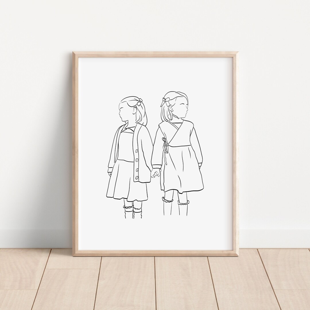Granma Gift, Family Line Art, Custom Line Drawing, Faceless Portrait ...