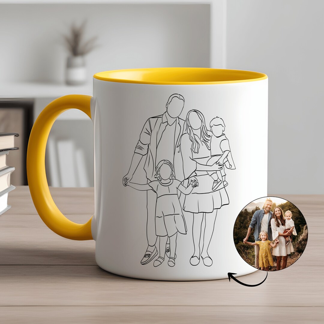 Custom Portrait Mug, Family Portrait Gift, Faceless Portrait, Portrait ...