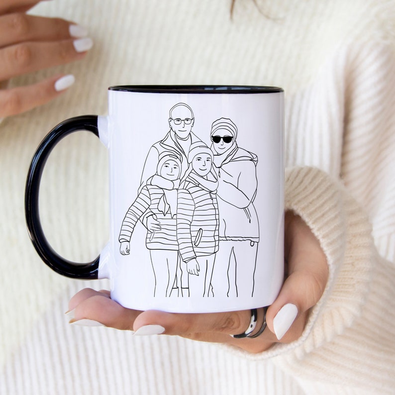 Personalized Family Portrait Mug, Unique Gift for Mom, Custom Portrait ...