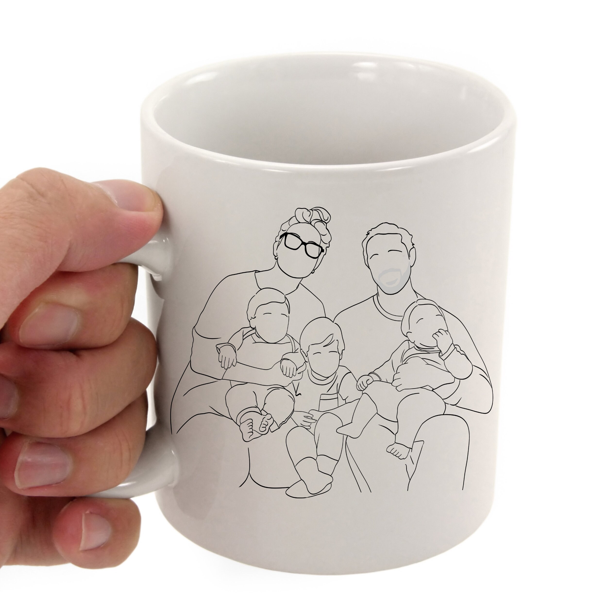 Custom Family Portrait Mug, Faceless Line Art, Personalized Gift - Etsy