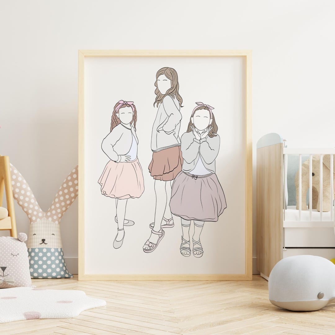 Faceless Portrait, Custom Family Portrait, Birthday Gift Idea, Portrait ...