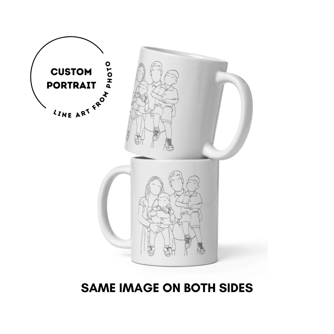 Custom Family Portrait Mug, Faceless Line Art, Personalized Gift - Etsy