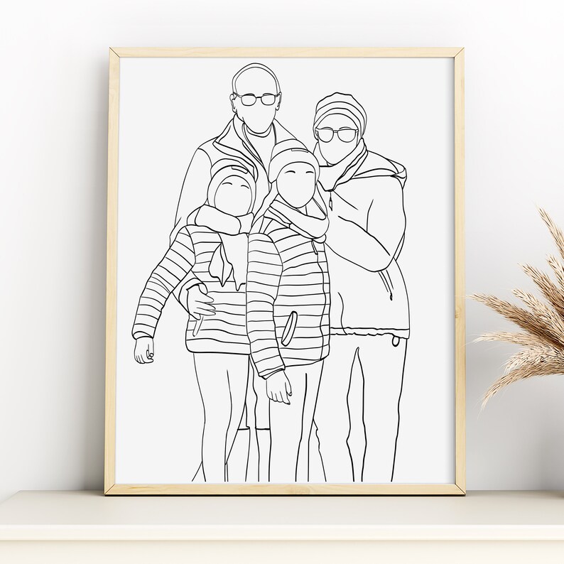 Custom Faceless Family Portrait, Line Art Gift, Portrait From Photo ...