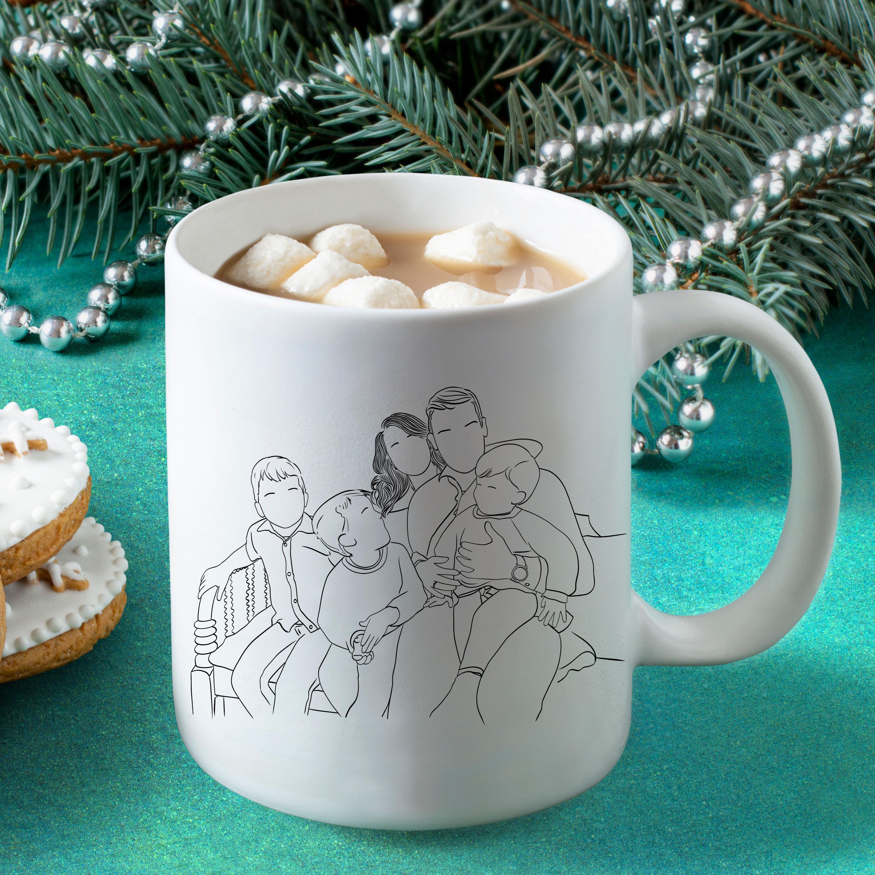 Custom Family Portrait Mug, Faceless Line Art, Personalized Gift - Etsy