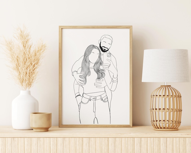 Custom Faceless Couple Portrait From Photo, Minimalist Line Art ...