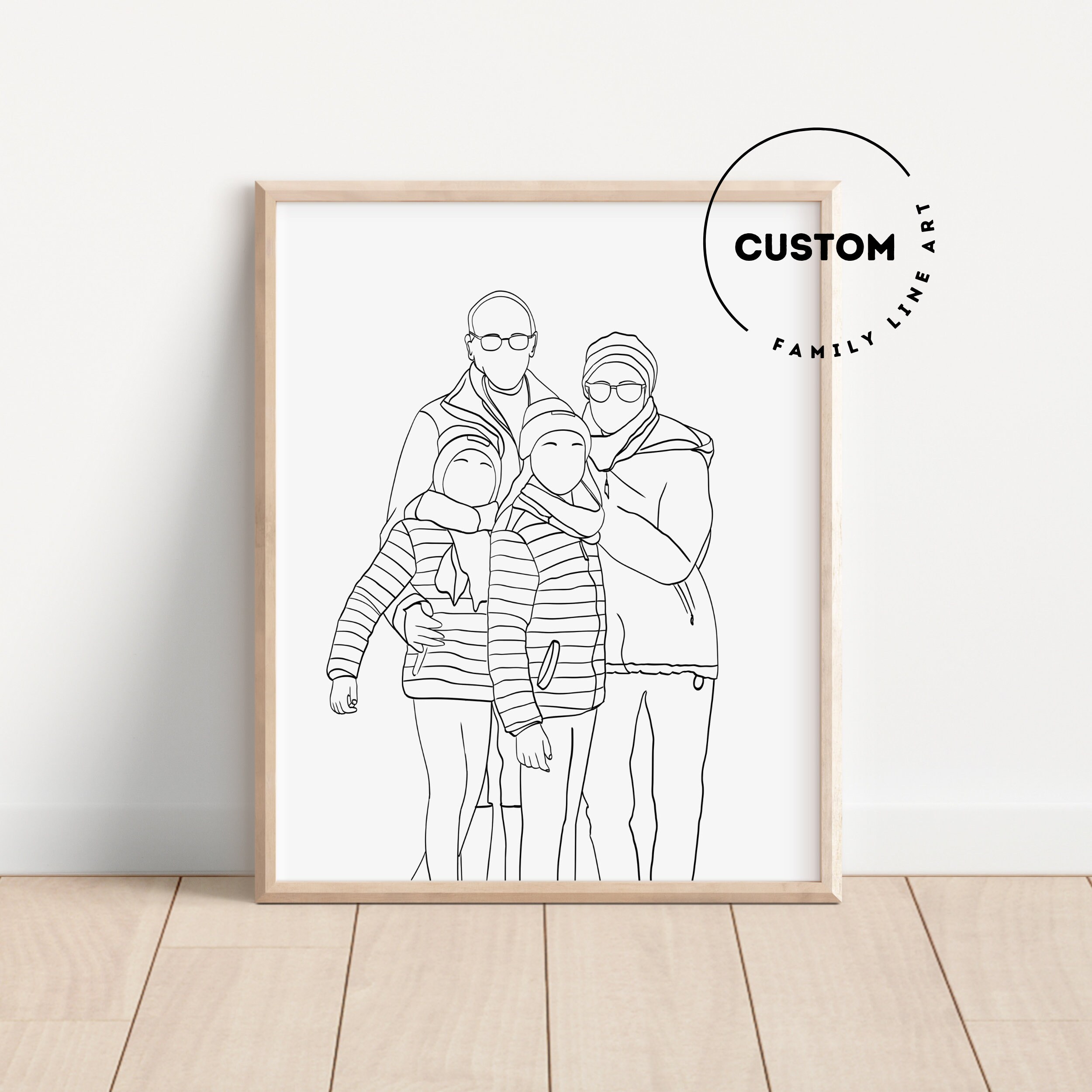 Custom Faceless Family Portrait, Personalized Christmas Gift (digital ...