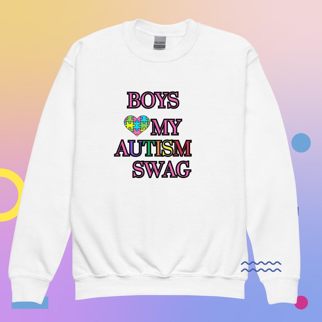 Boys Love My Autism Swag Youth Crewneck Sweatshirt - Etsy