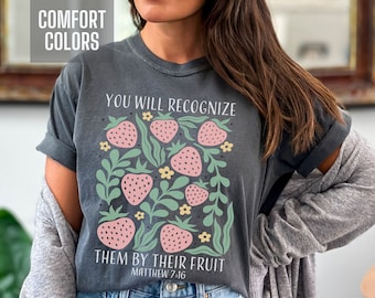 Boho Christian Strawberry Shirt Fruits of the Spirit Bible Verse Shirt ...
