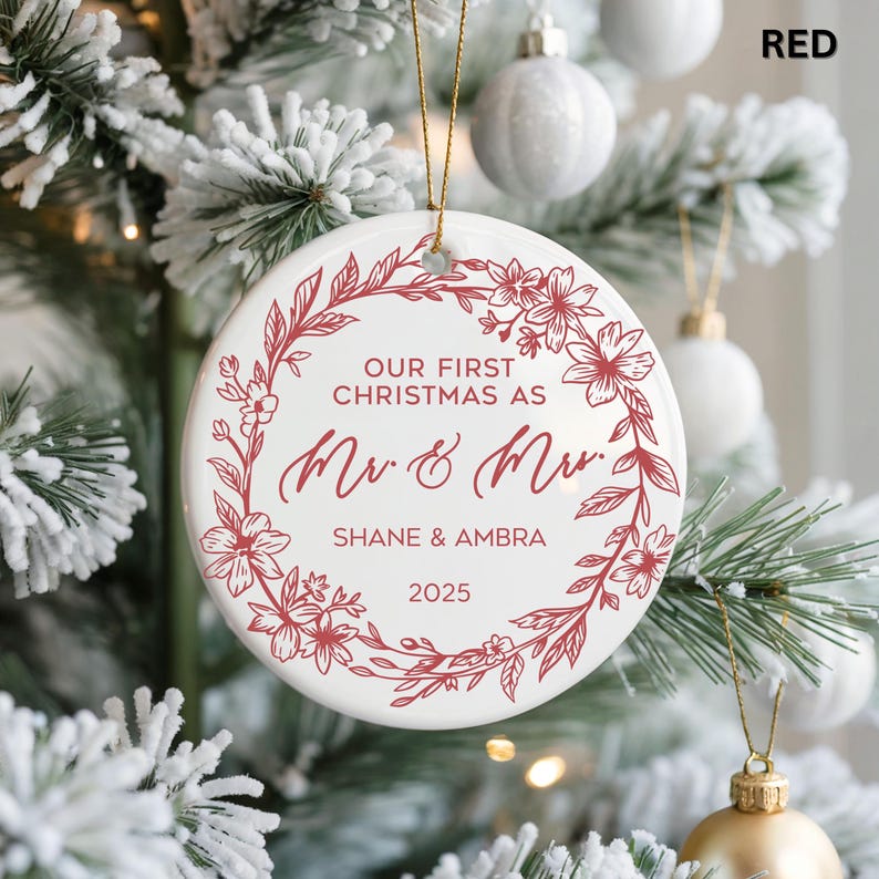 Mr. & Mrs. Ornament Personalized Wedding Gift First Christmas Keepsake ...