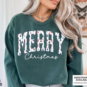 Merry Christmas Sweatshirt Comfort Colors Christmas Crewneck Women ...