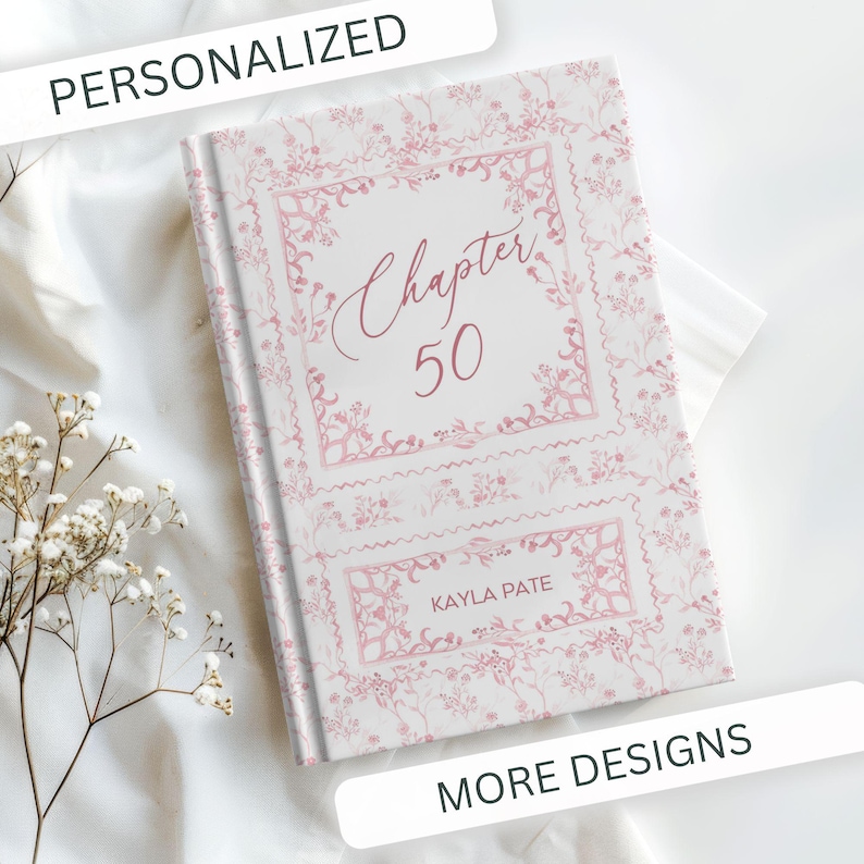 Personalized 50th Birthday Journal, Chapter 50 Keepsake, Floral Design ...