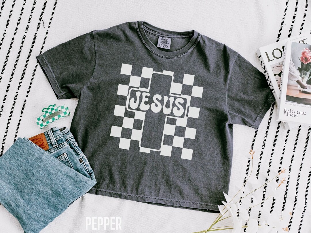 Christian Tshirt Women Jesus Apparel Comfort Colors Crop Top Retro ...
