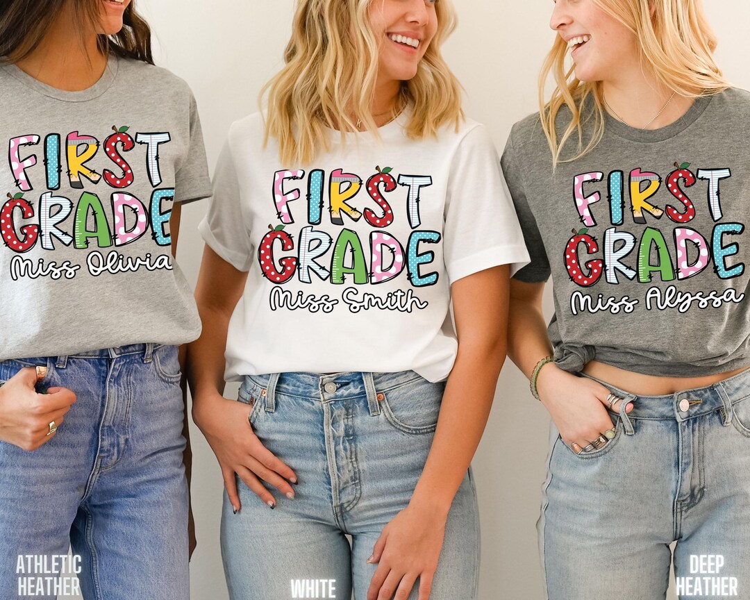 Personalized First Grade Teacher Shirt 1st Grade Crew Tshirt Back to ...