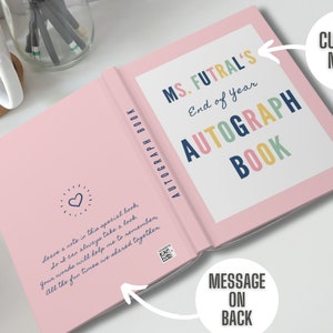 Personalized Teacher Gift Teacher Autograph Book End of Year Gift ...