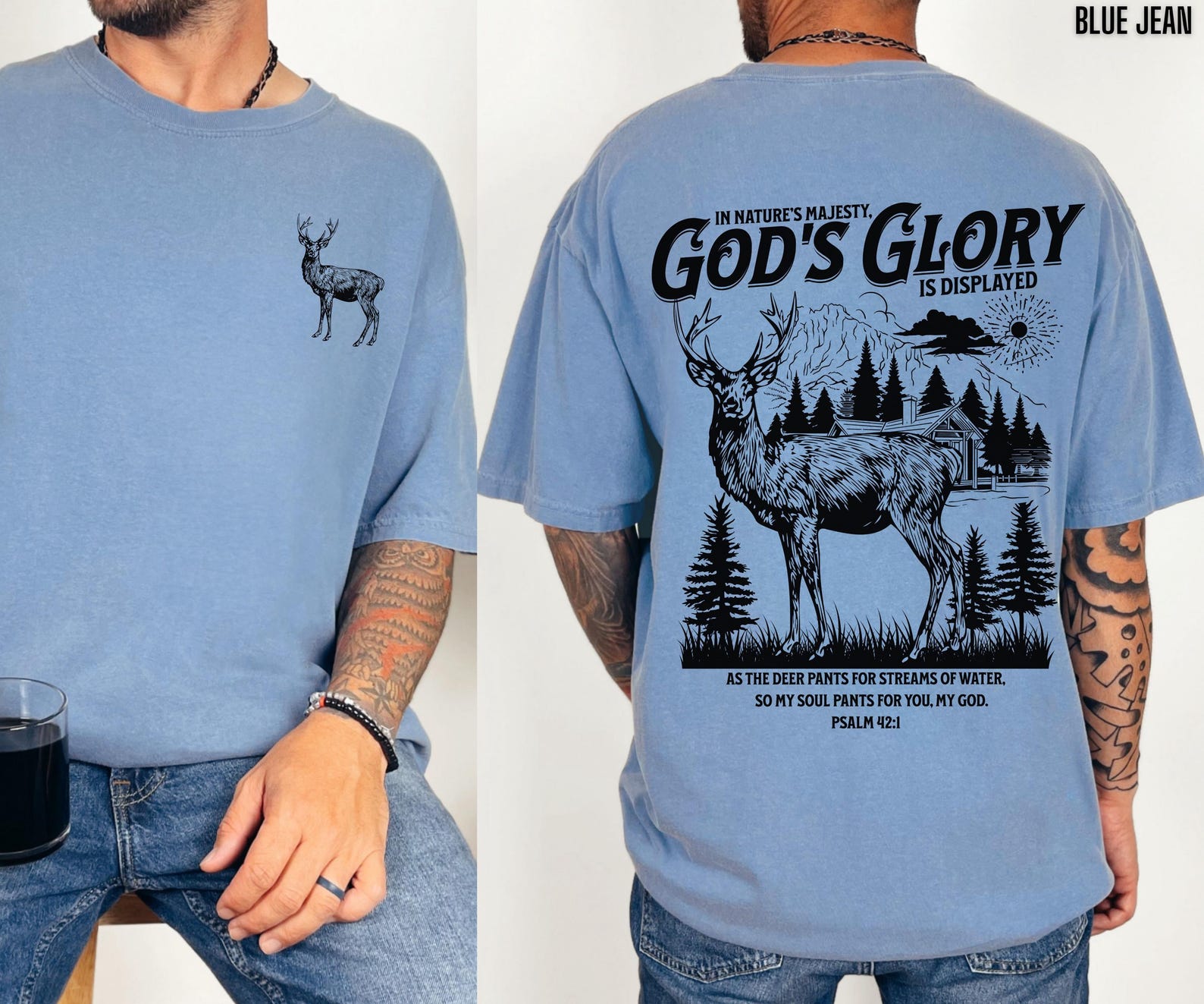 Men Christian Deer Shirt Comfort Colors Christian Tshirt for Men Bible ...