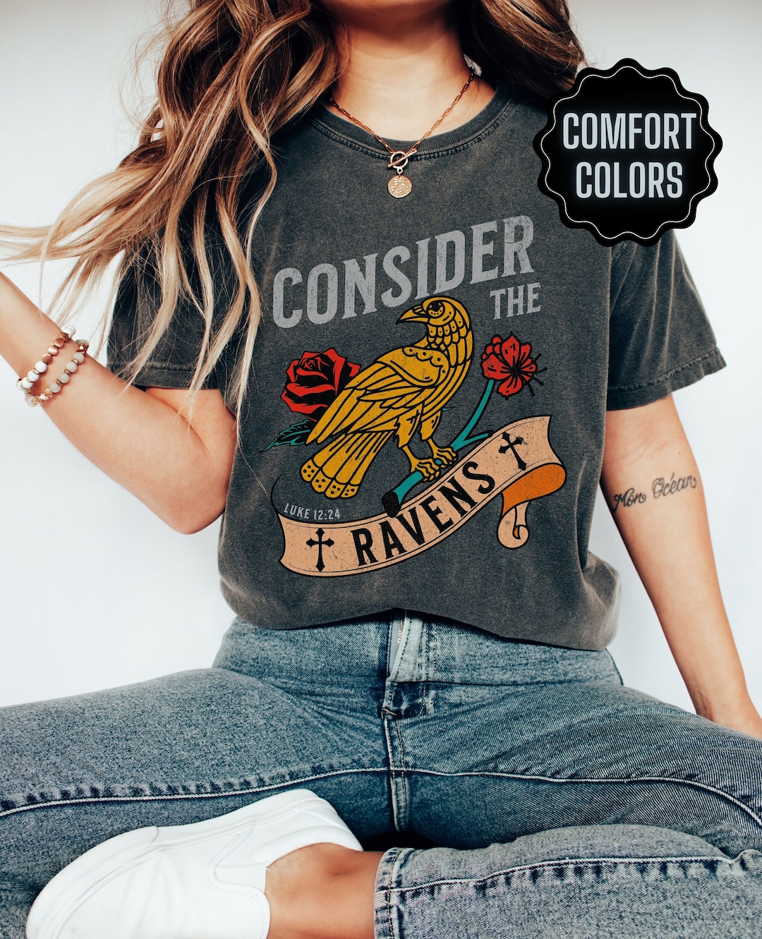 Christian Shirt Consider the Ravens Bible Verse T Shirt Scripture T ...