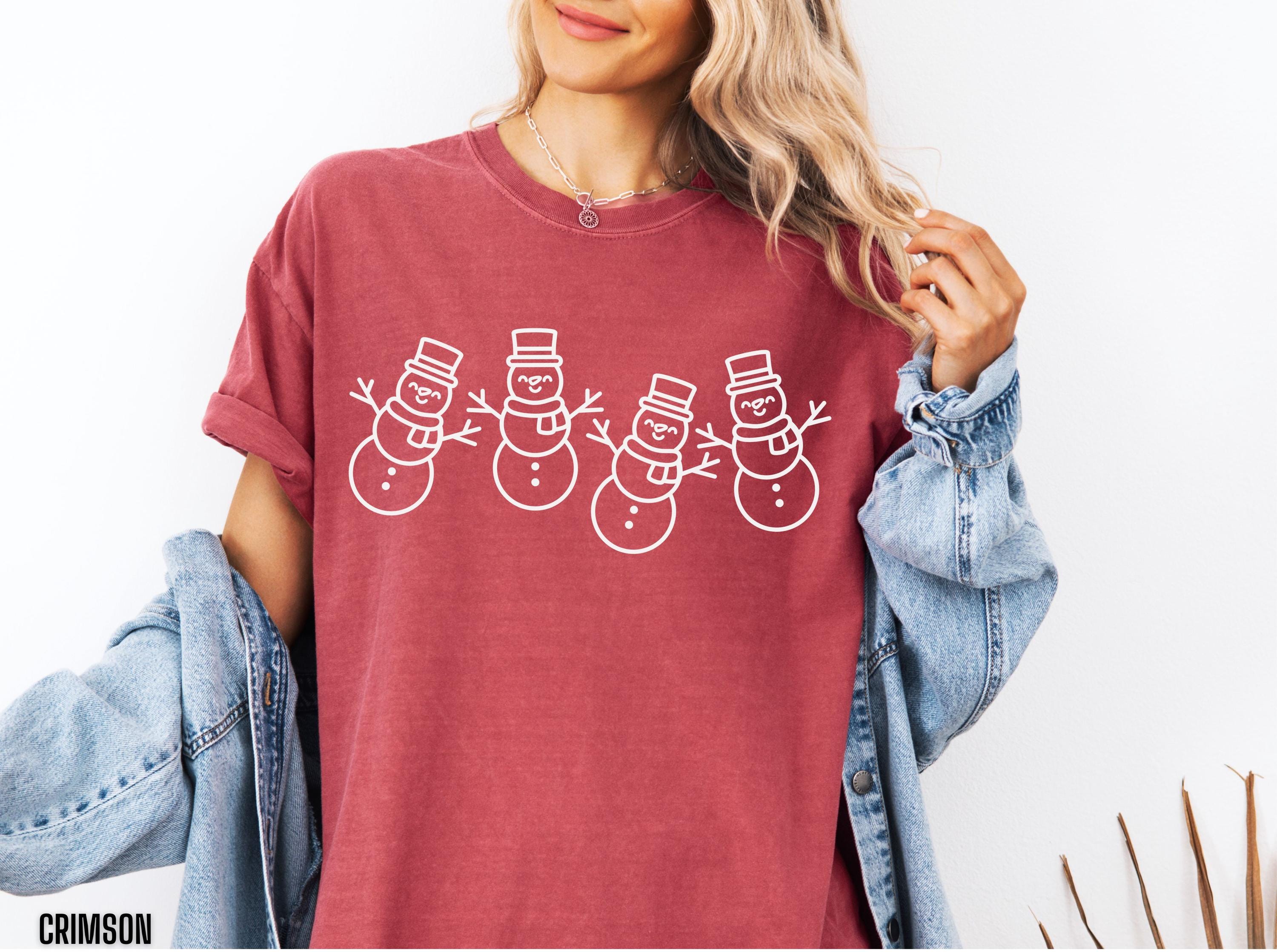 Comfort Colors Snowman Shirt Cute Christmas Tshirt for Women Snowmen ...