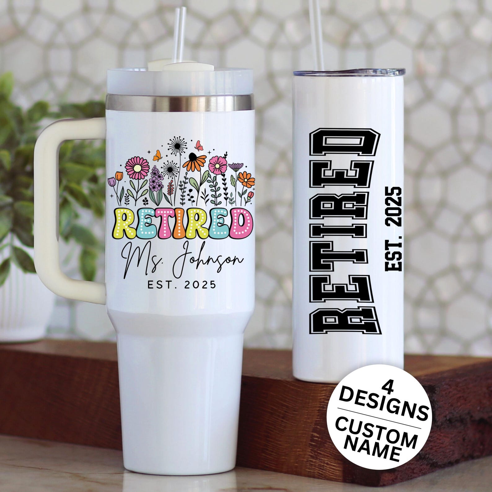 Retirement Gift Personalized Tumbler With Handle Custom Retired Tumbler ...