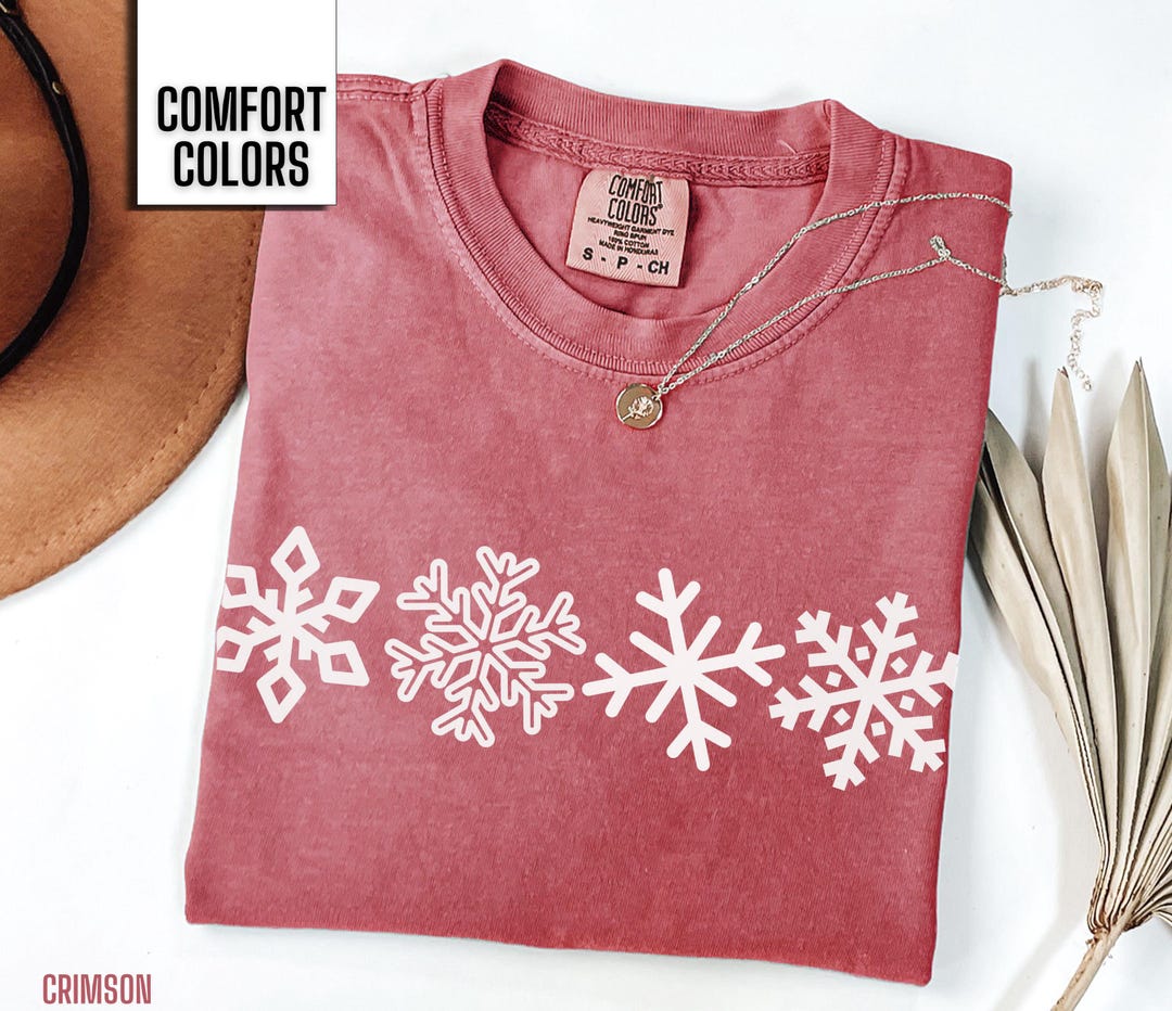 Comfort Colors Snowflake Shirt for Women Christmas Tshirt Cute Winter ...