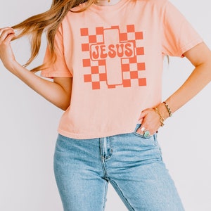 Christian Tshirt Women Jesus Apparel Comfort Colors Crop Top Retro ...