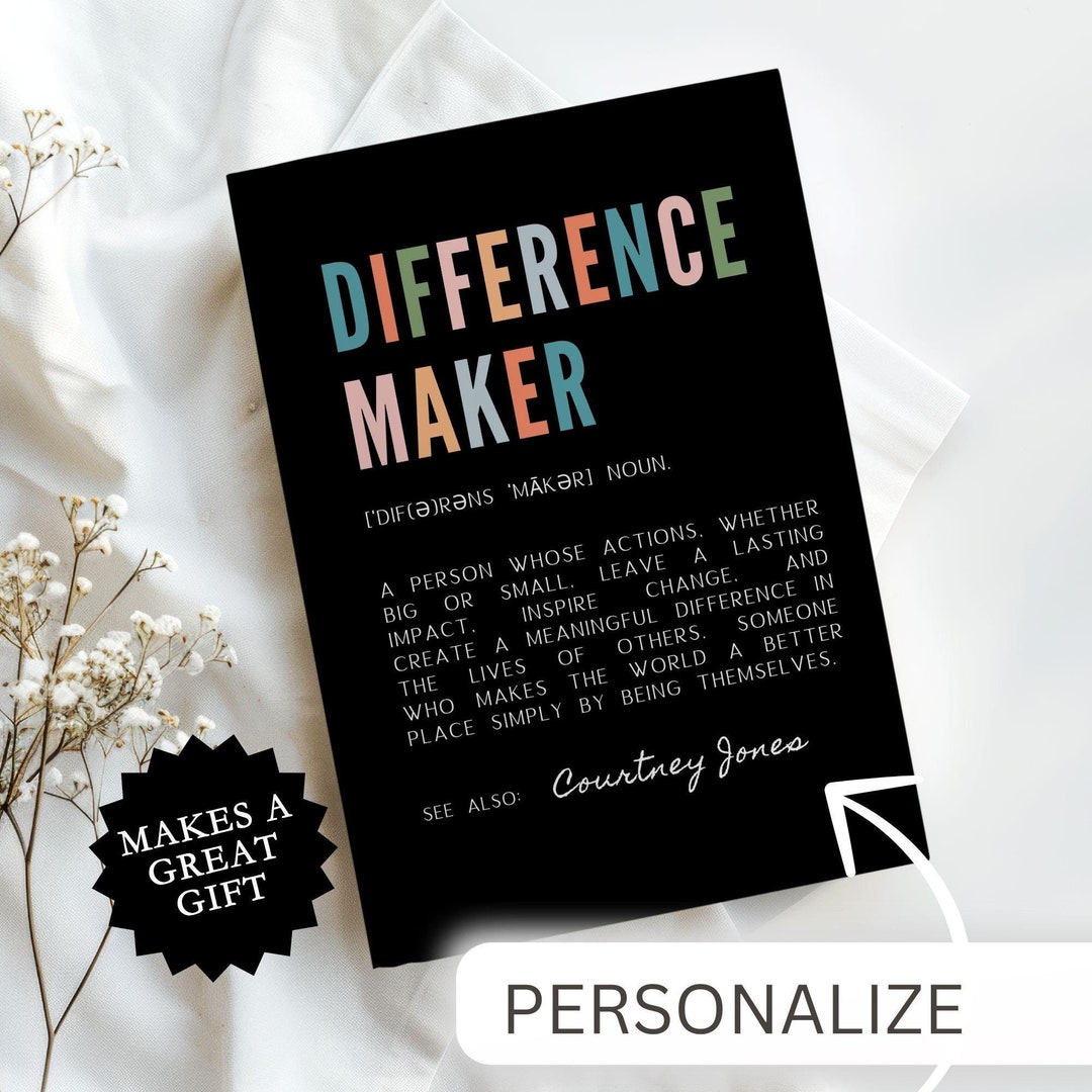 Personalized Difference Maker Journal Custom Coworker Birthday Gift Difference Maker Definition ...