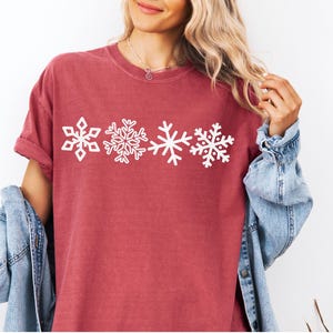 Comfort Colors Snowflake Shirt for Women Christmas Tshirt Cute Winter ...