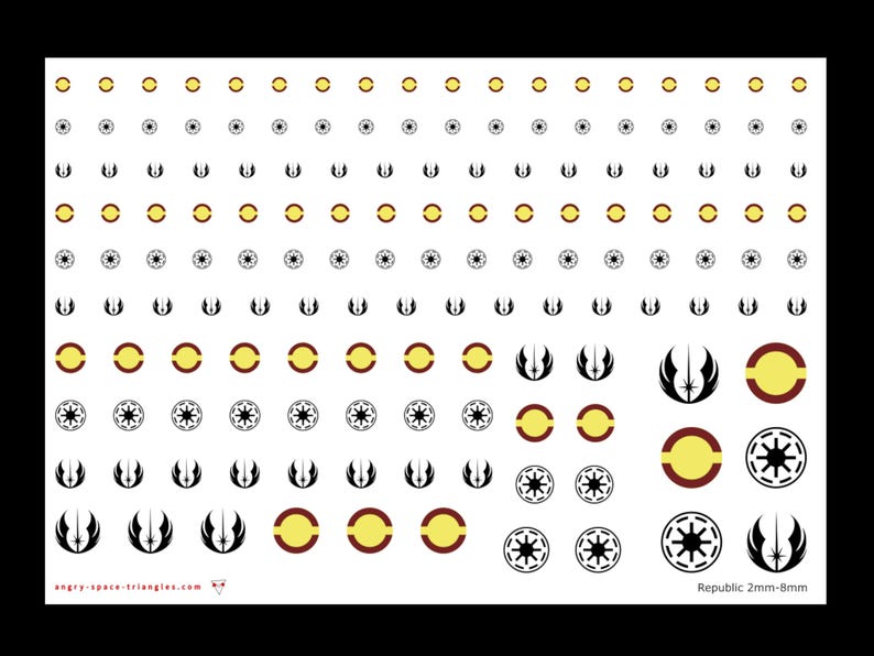 Star Wars Decals - Water Transfers - Legion - Armada - X-wing - Etsy UK