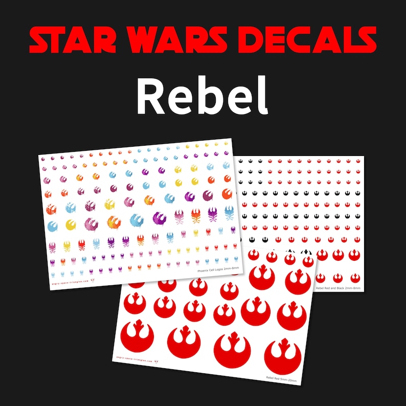 Star Wars Decals Rebel & Phoenix Cell Water Transfers Legion Armada X ...