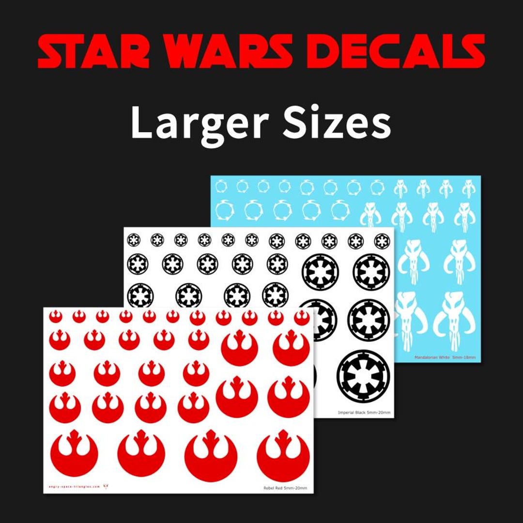 Larger Star Wars Decals - Water Transfers - Legion - Armada - X-wing - Etsy