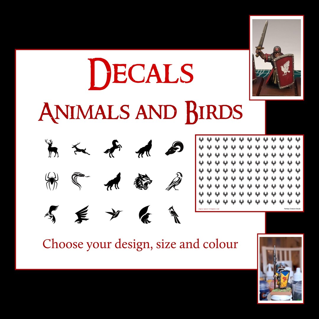 Animal and Bird Decals - Waterslide Transfers - Fantasy Creatures ...