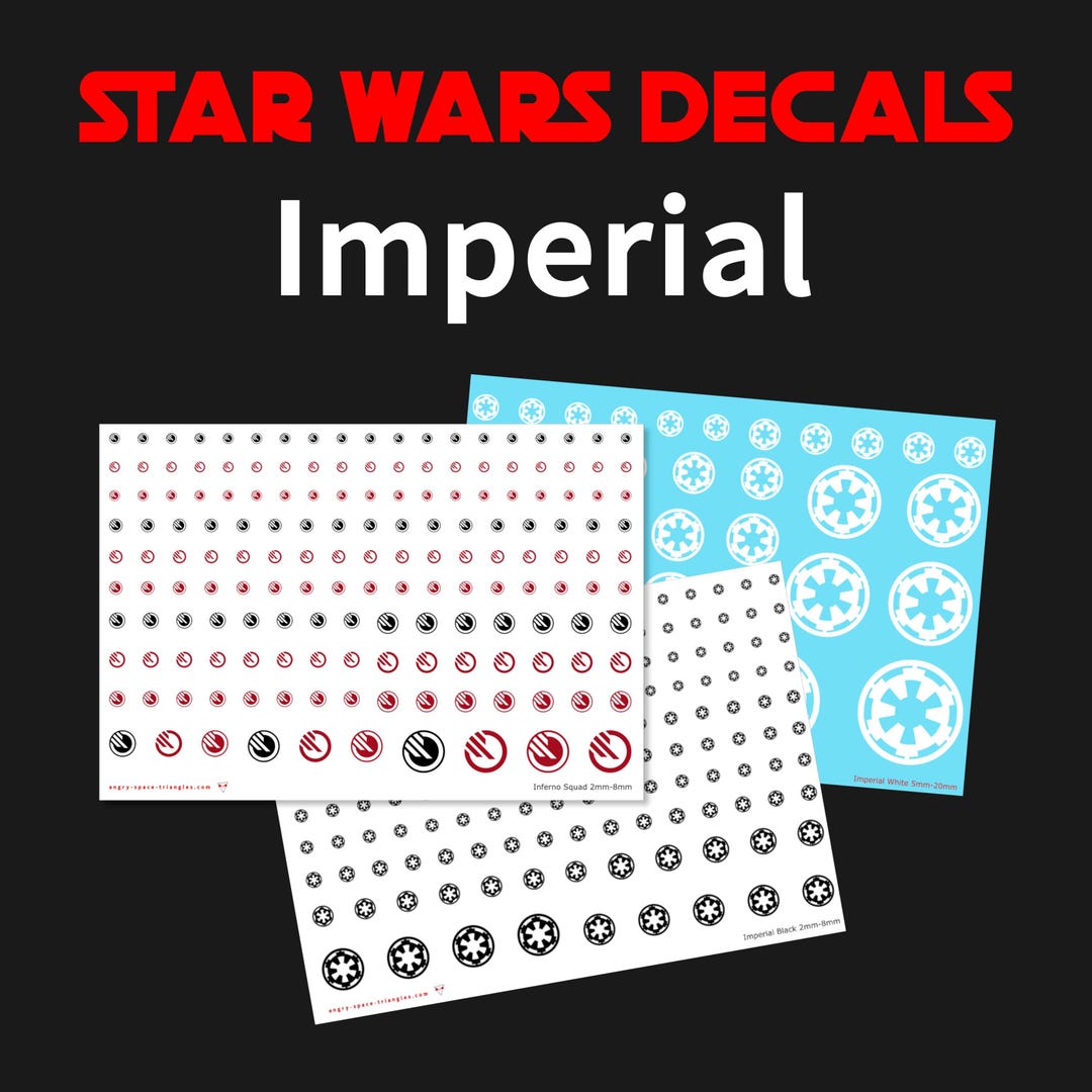Star Wars Decals - Imperial & Inferno Squad - Water Transfers - Legion ...