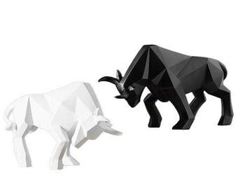 Geometric Bull Statue - Etsy