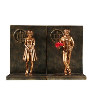 Bookend Shelf Decor Banksy Couple Waiting for Love Wearing Masks ...
