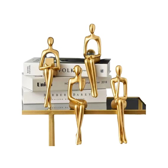Golden Human Characters Statue Nordic Geometric Statues - Etsy