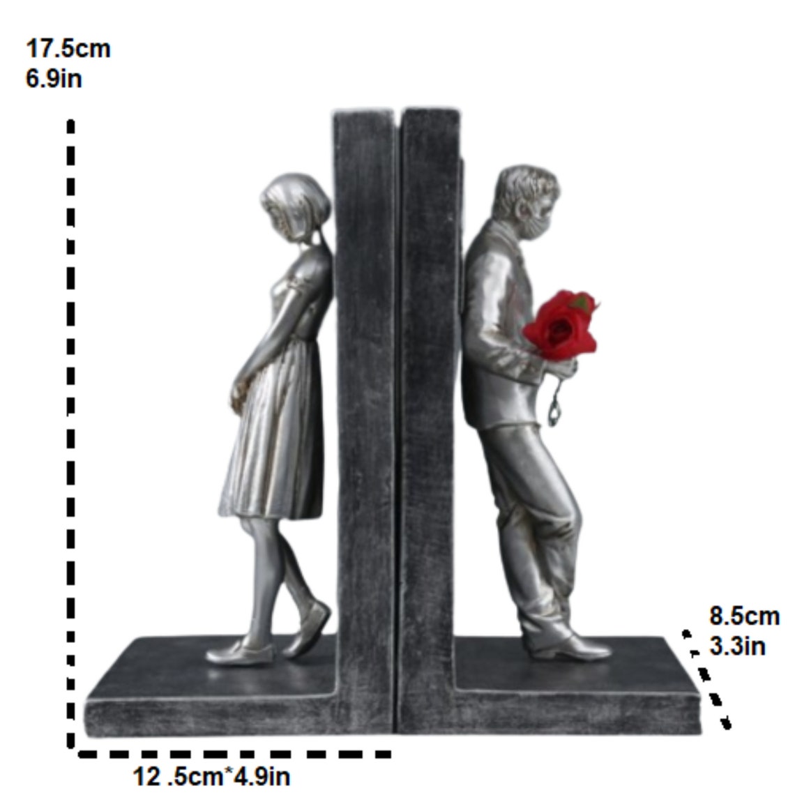 Bookend Shelf Decor Banksy Couple Waiting for Love Wearing Masks ...