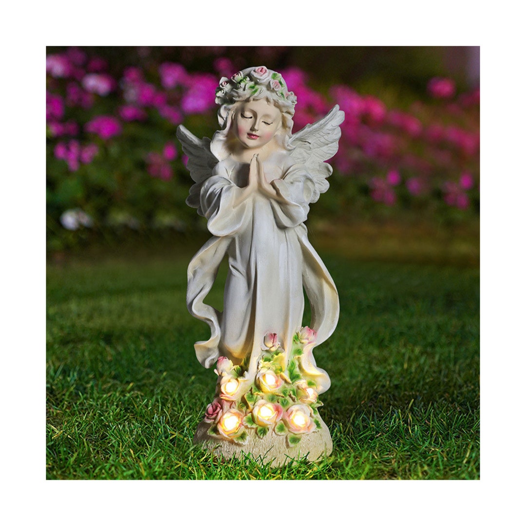 Garden Statue Solar Flower Fairy Light,solar Angel Light Garden Statue ...