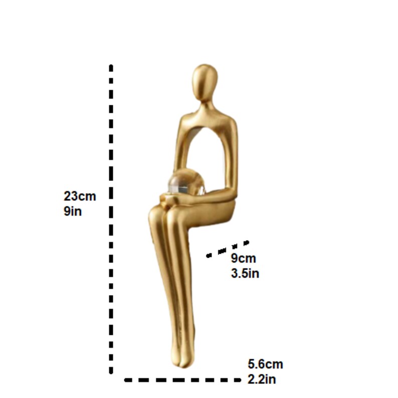 Golden Human Characters Statue Nordic Geometric Statues - Etsy