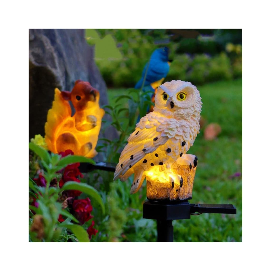 LED Solar Outdoor Lamp Animal Owl Parrot Squirrel Lawn Lamps Home ...