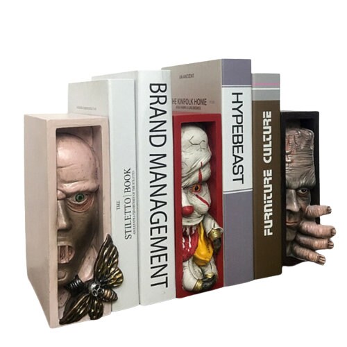 Realistic Ghost Face Bookend Shelf, Resin Book Peeping Monster Stand ...