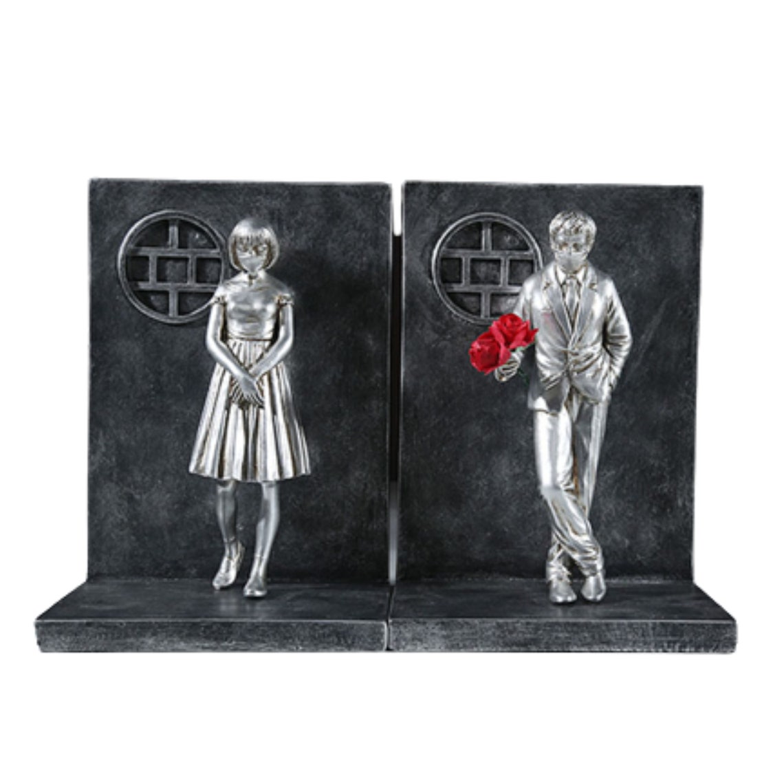 Bookend Shelf Decor Banksy Couple Waiting for Love Wearing Masks ...
