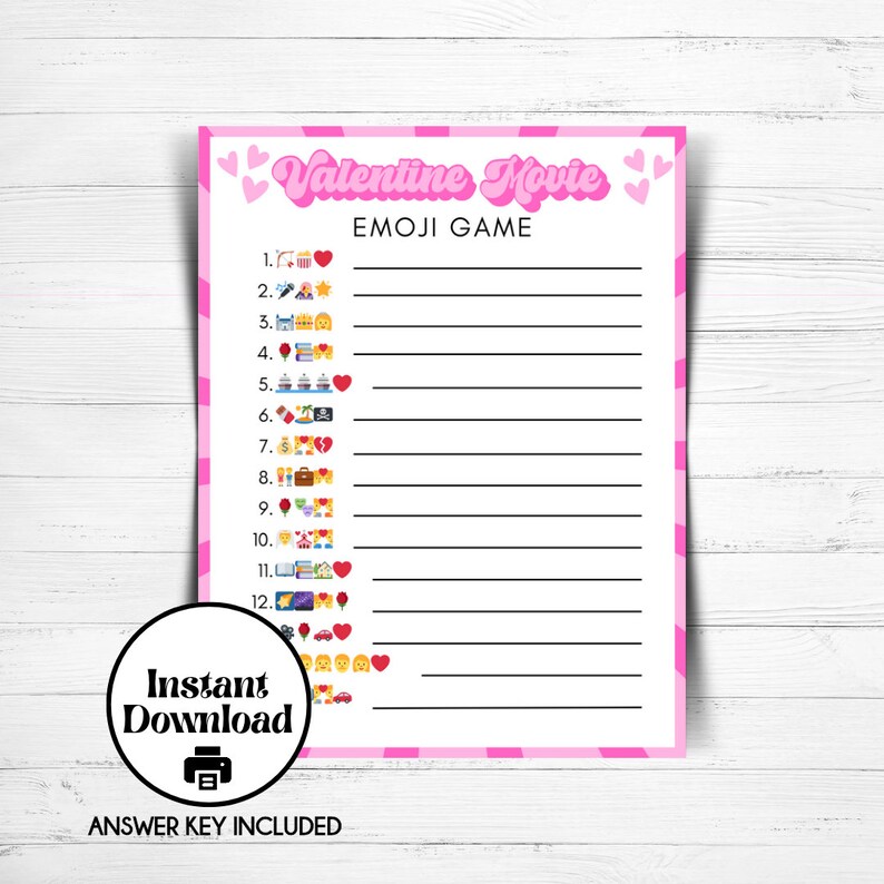 Valentine Movie Emoji Game Valentine Movie Emoji Pictionary ...